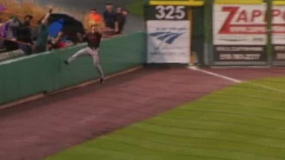 Minor leaguer makes catch falling over wall - ESPN Video