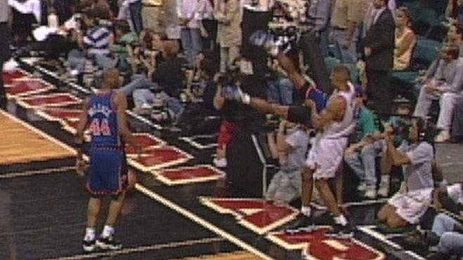 Flashback: P.J. Brown hurls Charlie Ward into crowd - Stream the Video ...