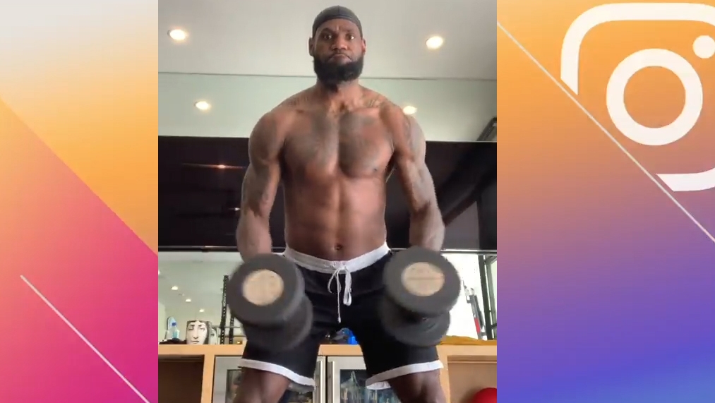 lebron lifting weights