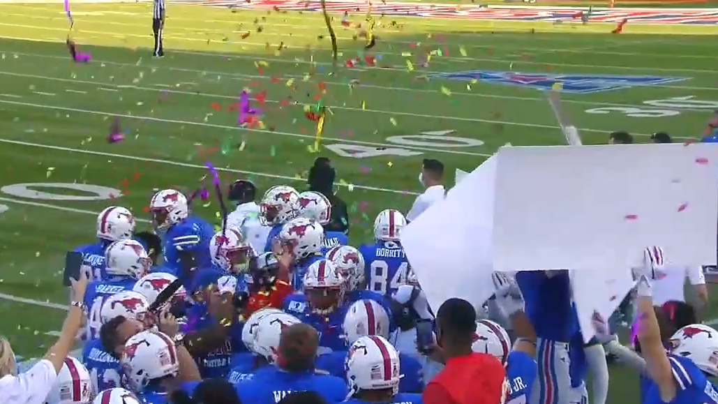 SMU celebrates fourth-quarter fumble vs. Memphis - Stream the Video ...
