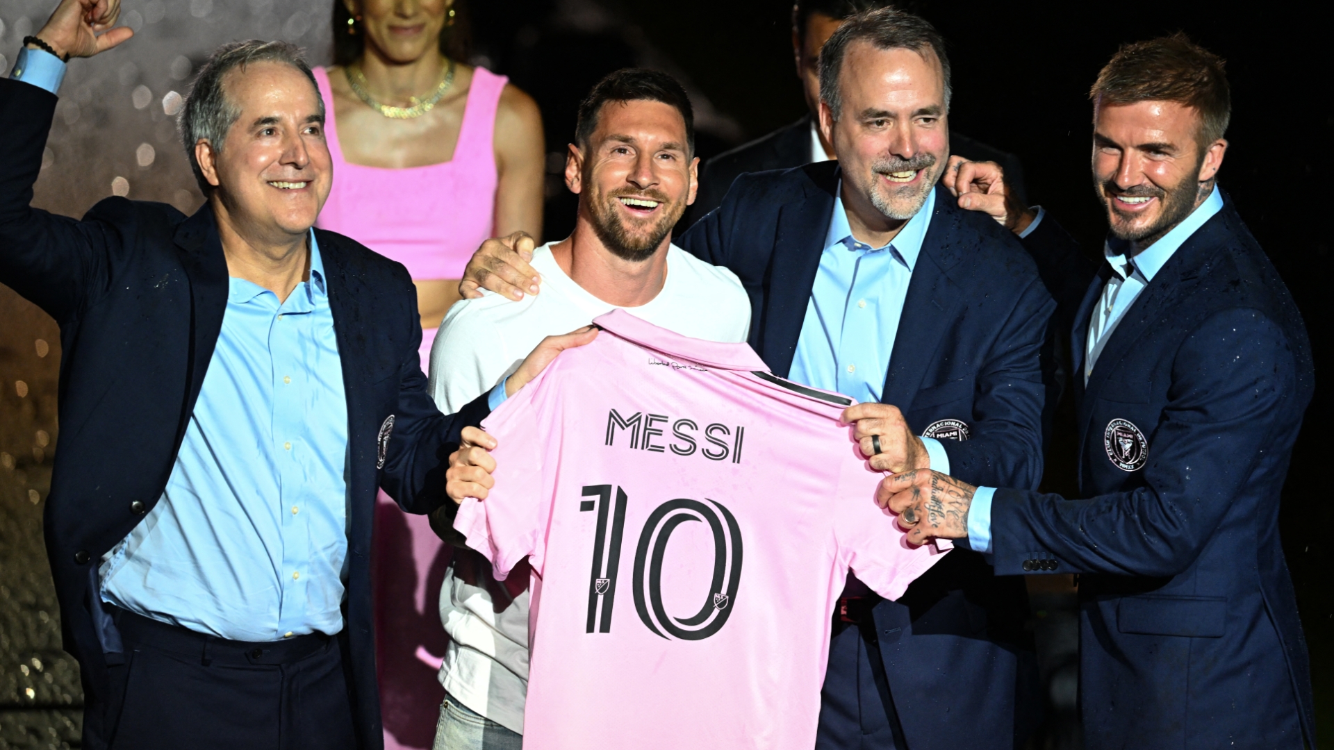 Messi hears the roar from the crowd at Inter Miami introduction ...