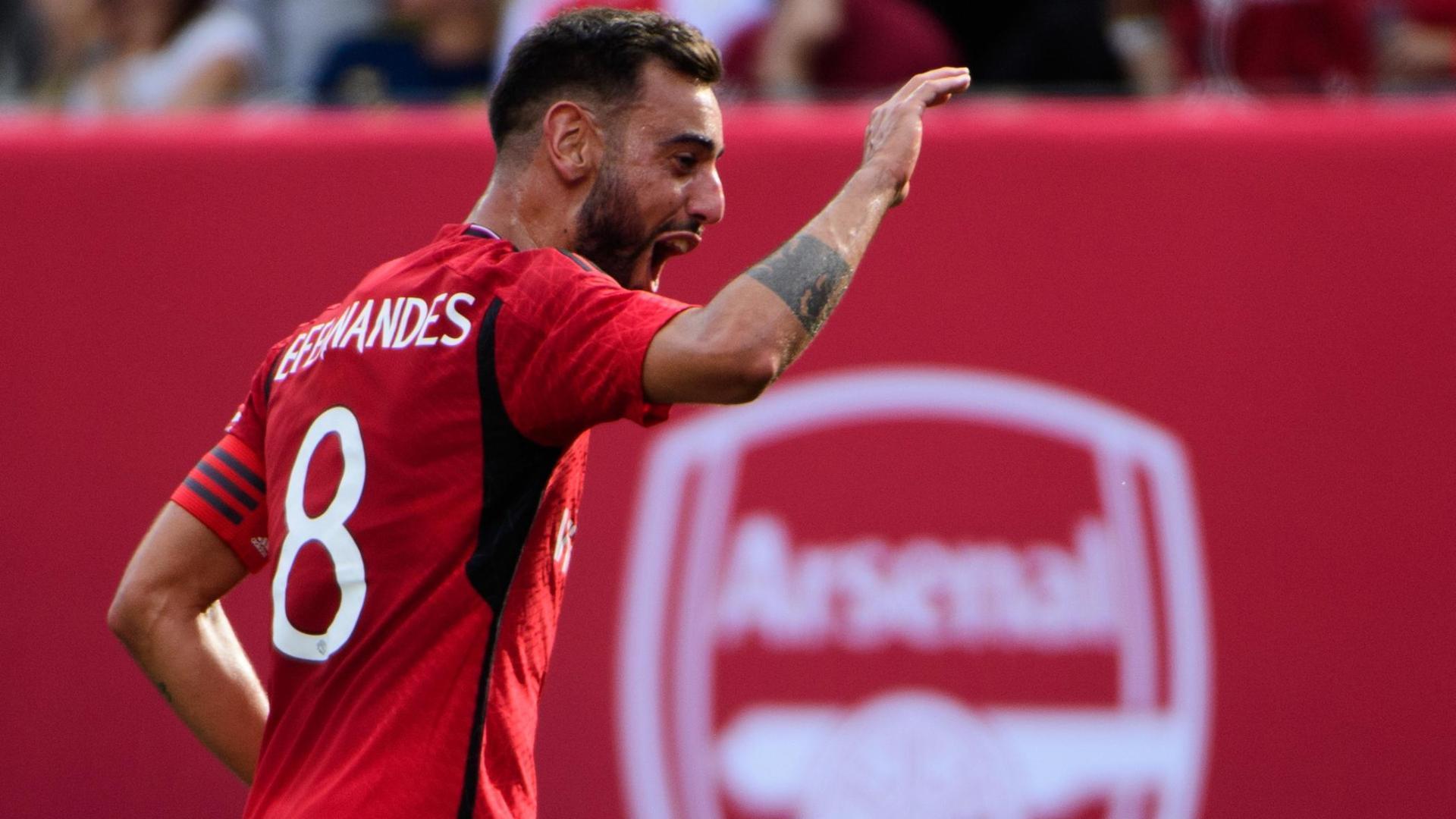 New Man U captain Bruno Fernandes opens scoring with goal from distance ...