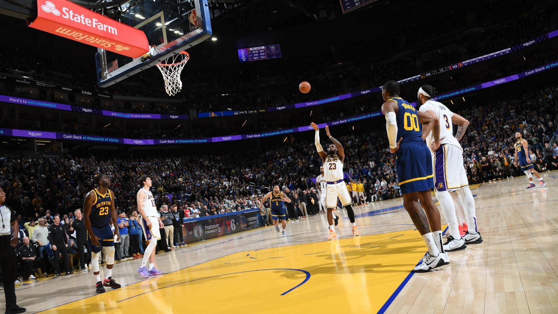 LeBron wins it at the line for the Lakers in 2OT thriller vs. Warriors - Stream the Video ...