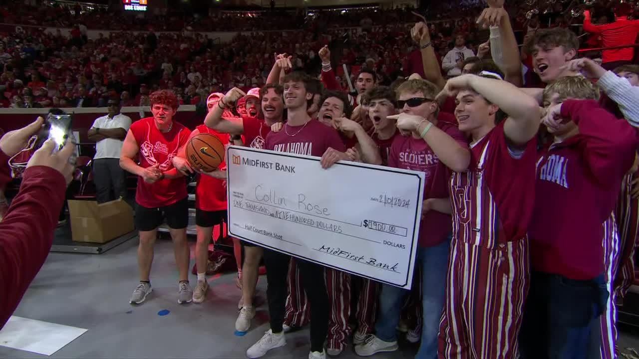 Oklahoma fan wins $1,900 after draining half-court shot - Stream the Video - Watch ESPN