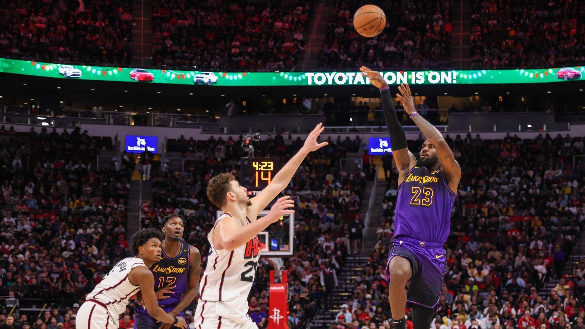 LeBron only needs 1 leg to sink this 3-pointer - Stream the Video ...