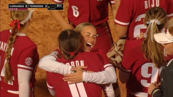 Robyn Herron ends Arkansas' win with her 16th K - ESPN Video