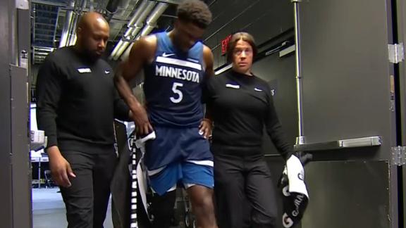 Anthony Edwards limps to locker room with apparent ankle injury - ESPN Video