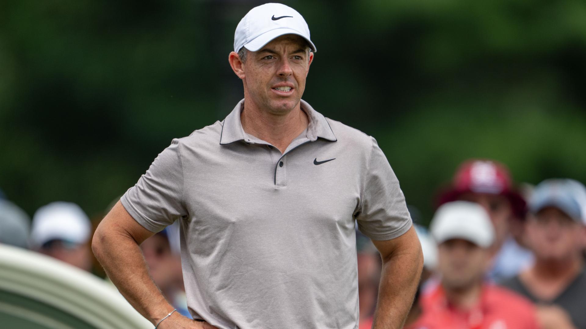Rory McIlroy narrowly avoids disaster as his shot skips on water ...