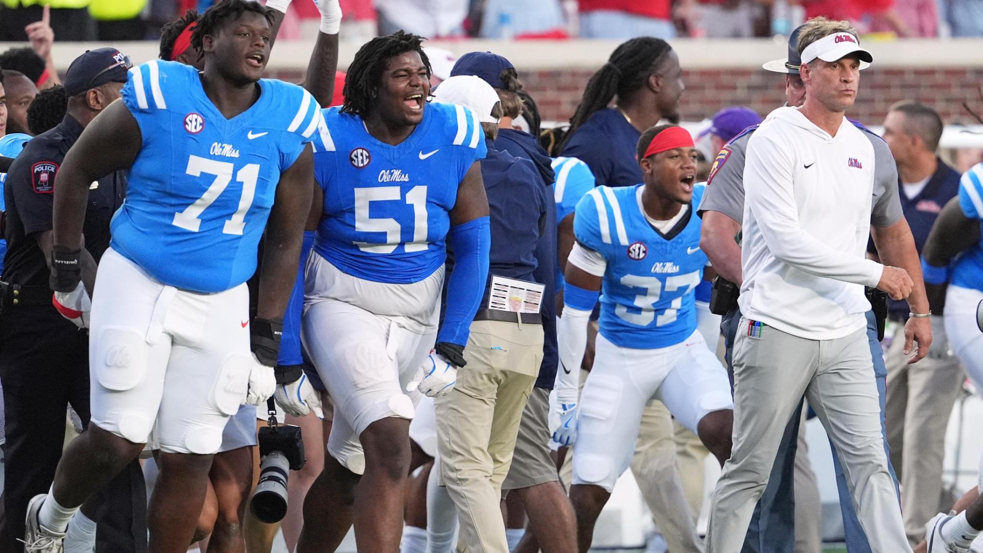Lane Kiffin fired up on sideline after Ole Miss secures big win vs. LSU ...