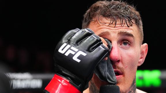 Tom Aspinall doesn't hide his disdain after eye poke ends main event ...